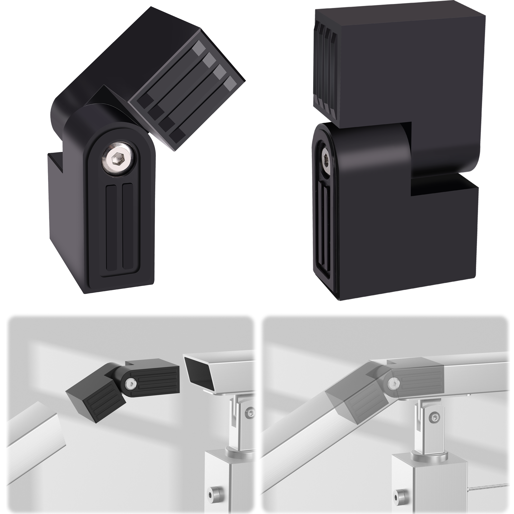 Fulifix Railing Handrail Accessories, 2 Pack Vertical Pivot Handrail C